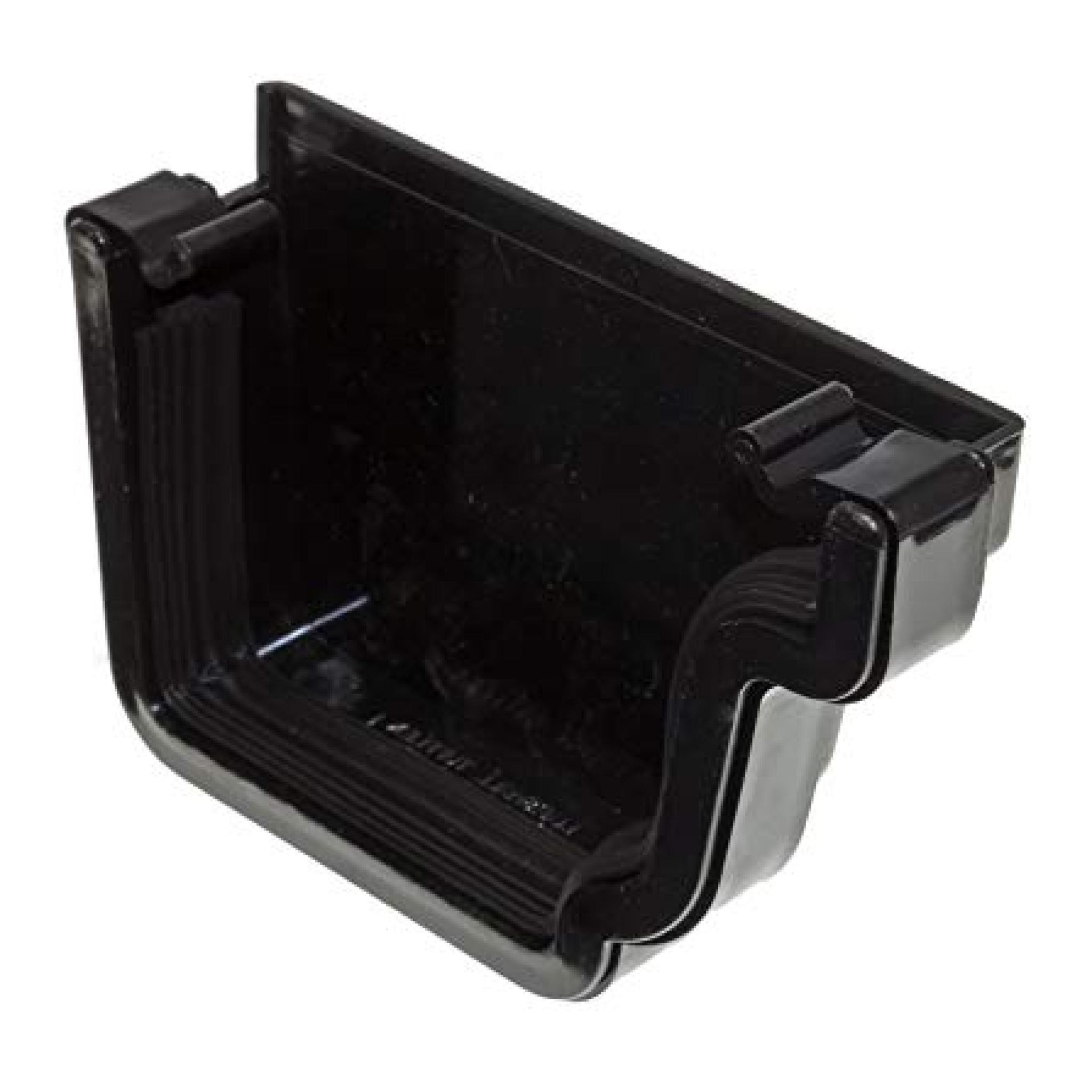Black Ogee Gutter Left Hand External Stop End